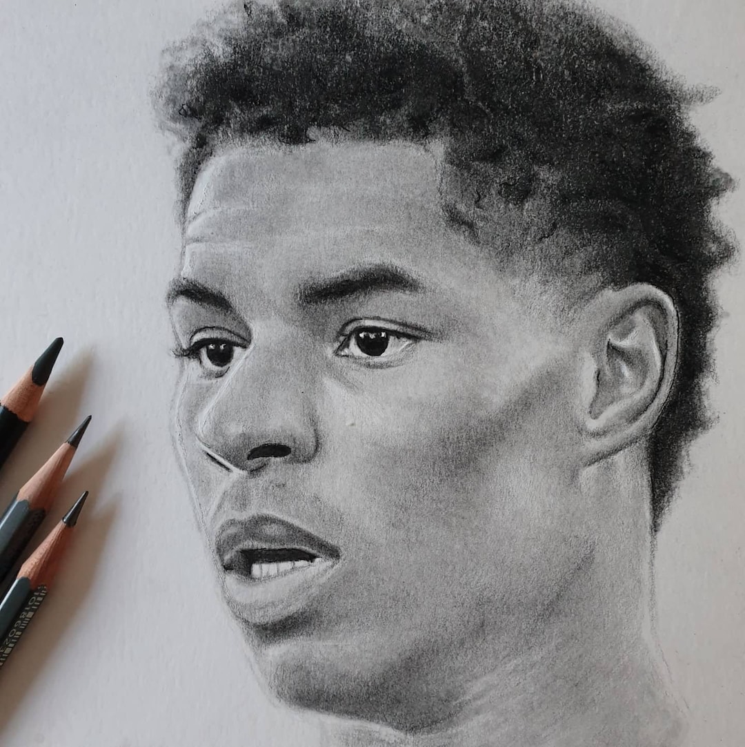 Marcus Rashford.. Man. Utd.. Original Charcoal Pencil Drawing - Etsy