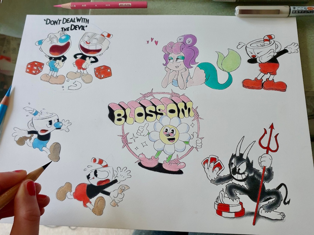 The Cuphead Show' Limited Edition* Original Fan-art, 9 X 12 " Tattoo Flash Designs - Etsy