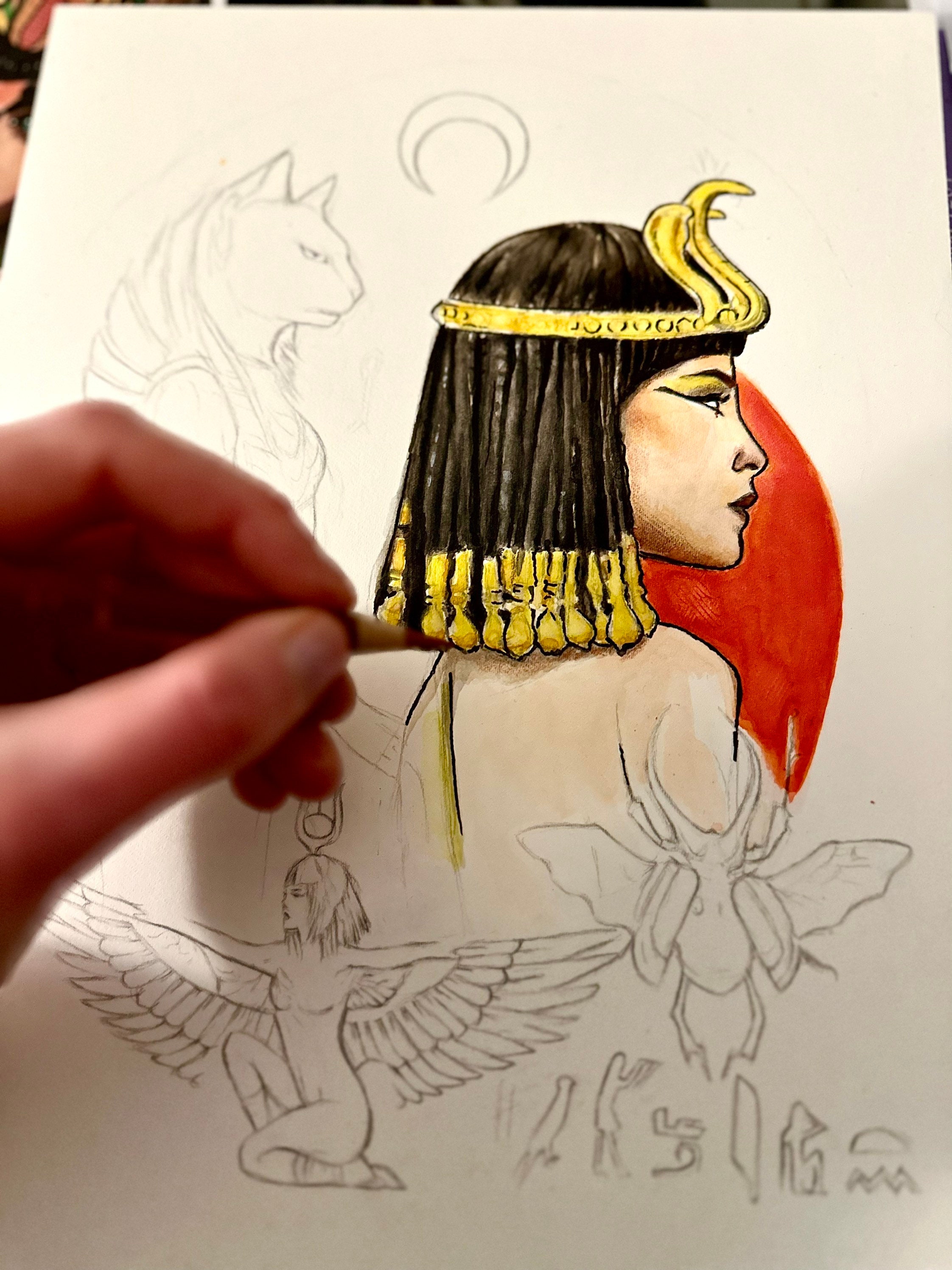 Queen Cleopatra Original Concept Artwork Drawing Illustration Tattoo ...
