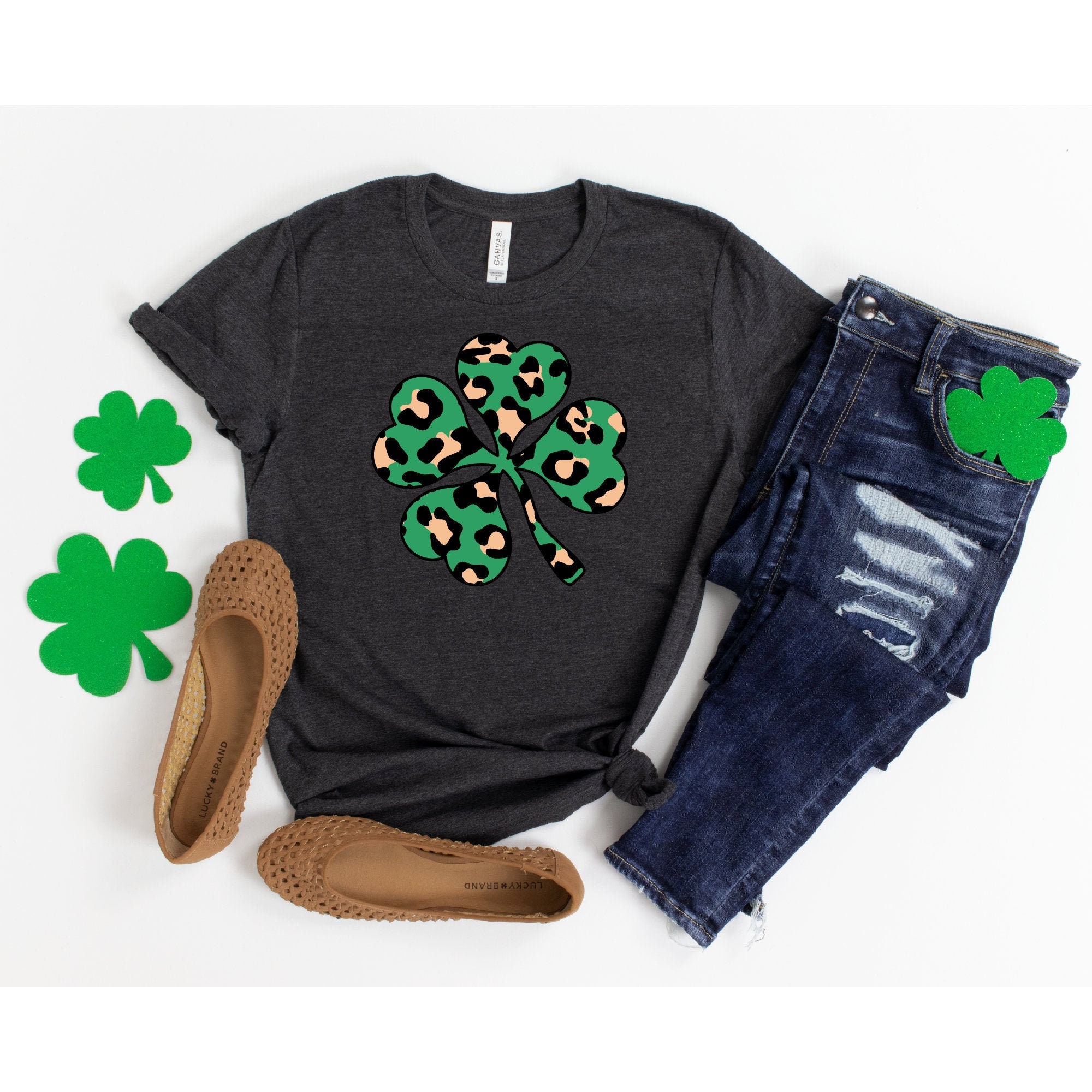 St Patricks Day Shirt Women Green Leopard Print Shamrock | Etsy