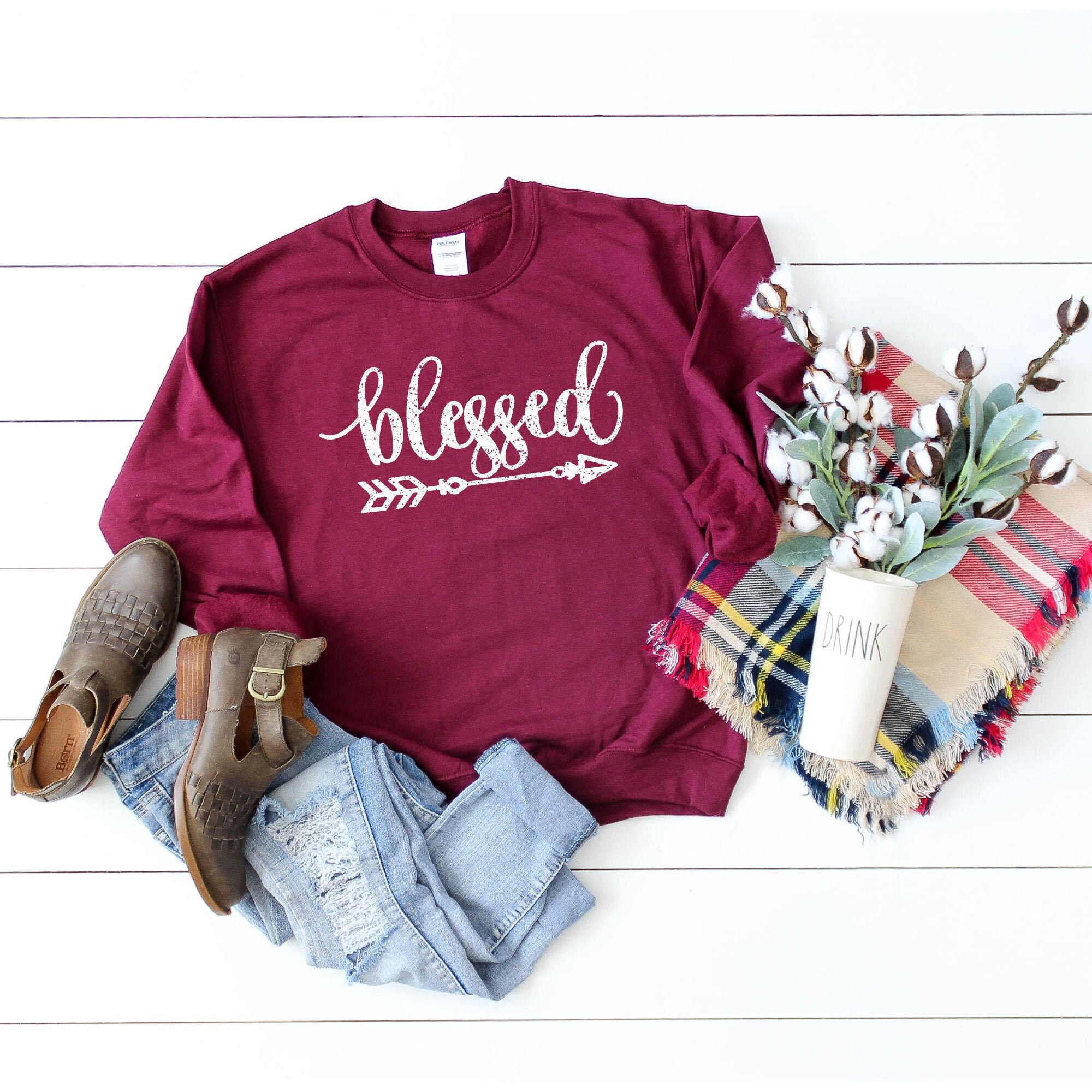 Blessed Sweatshirt, Fall Sweater, Thanksgiving Sweatshirts for Women ...