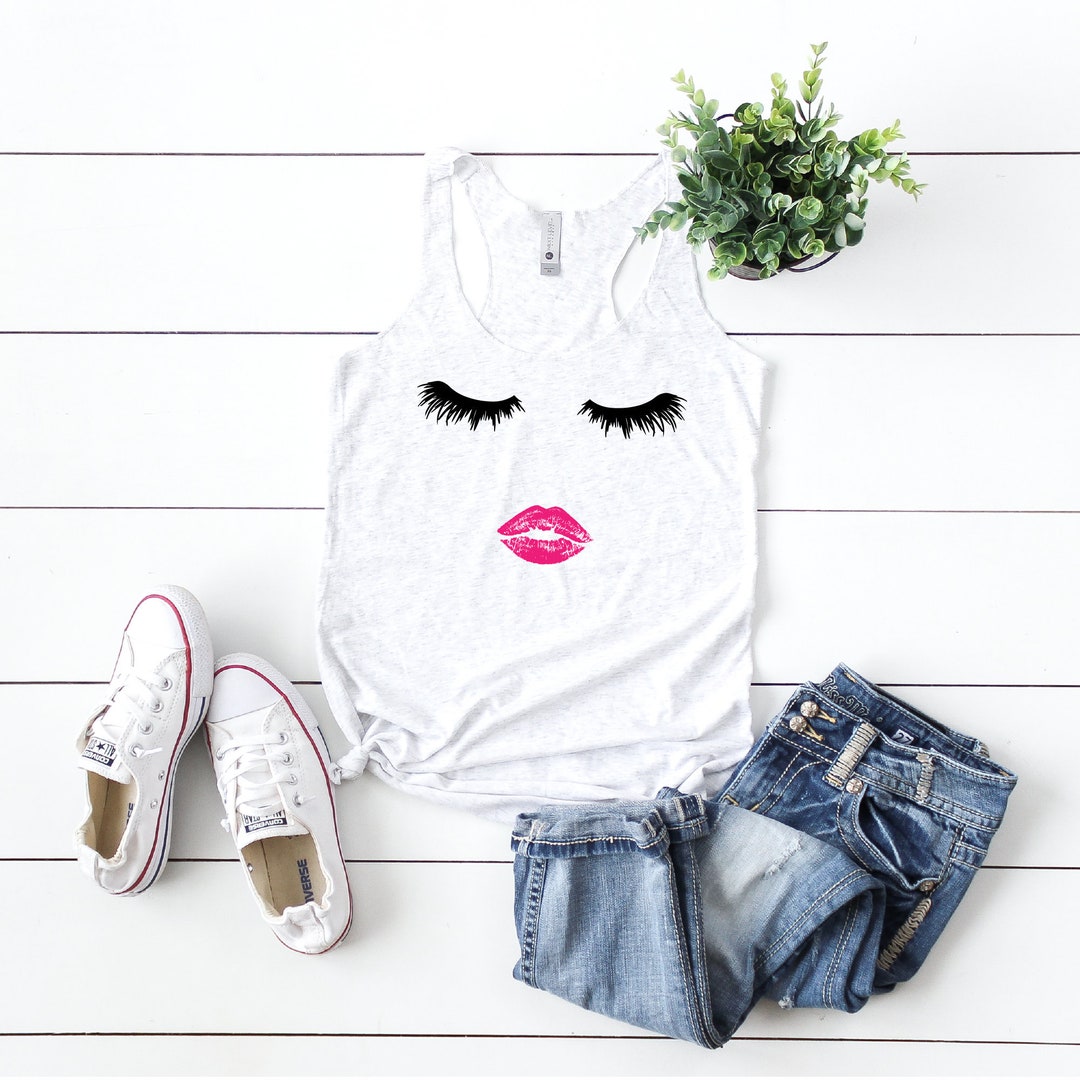 Eyelashes and Lips Shirt, Lashes Tank Top, Eyelash Shirts, Lips Tshirt ...