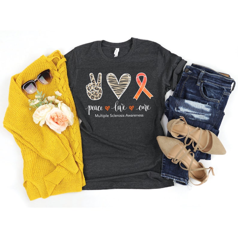 Multiple Sclerosis Shirt, MS Awareness Shirt for Women, Peace Love Cure ...