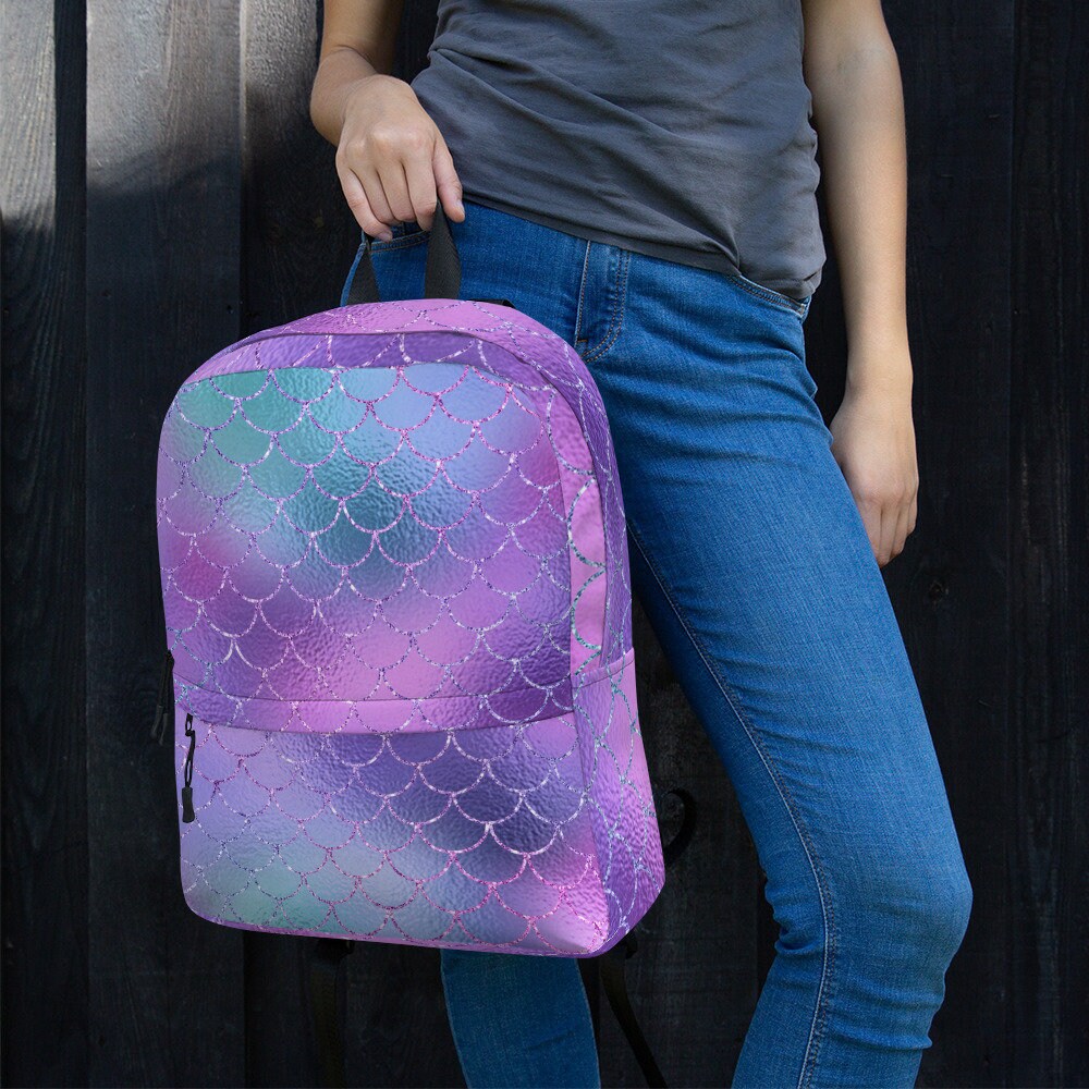 Shimmering Mermaid Scales Backpack Teal Purple Mermaid Backpack Pretty ...
