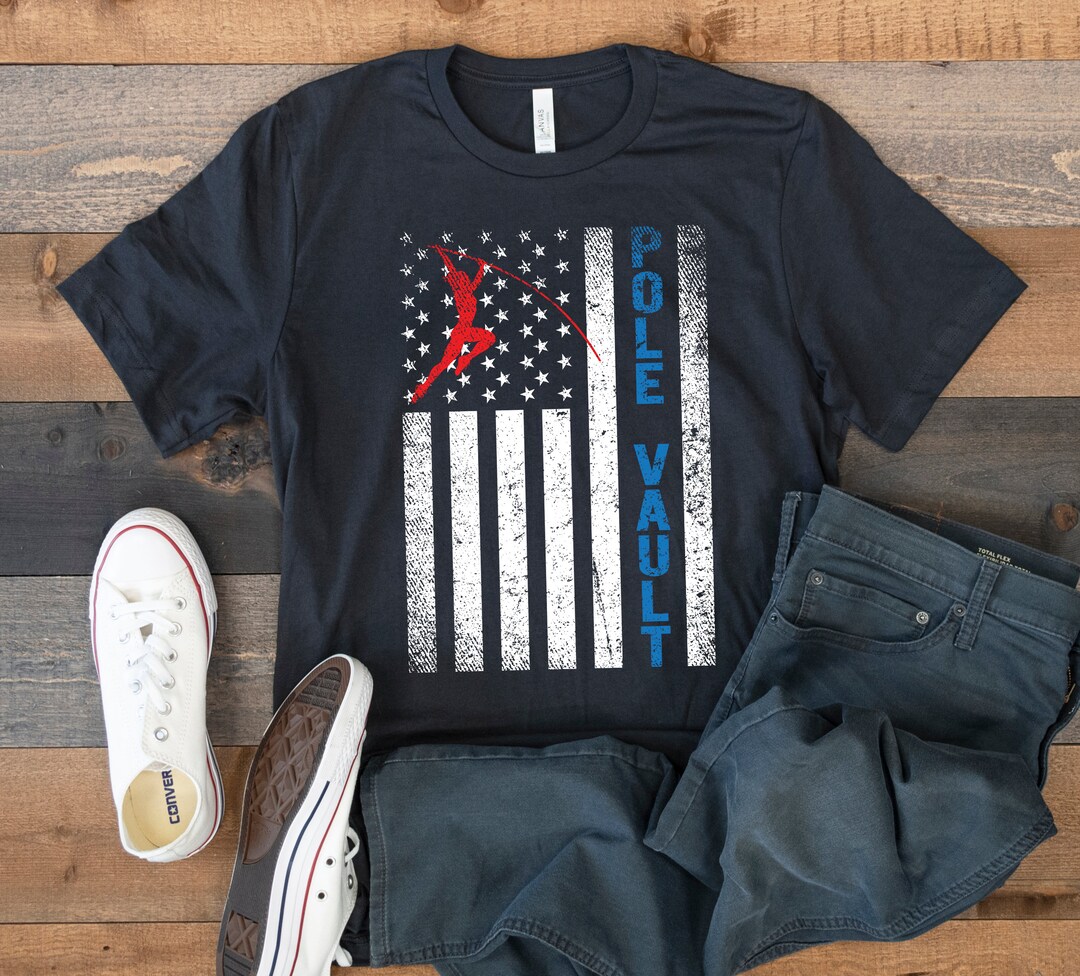 Womens Pole Vault USA Flag T-shirt, American Pole Vaulting, Pole Vault ...