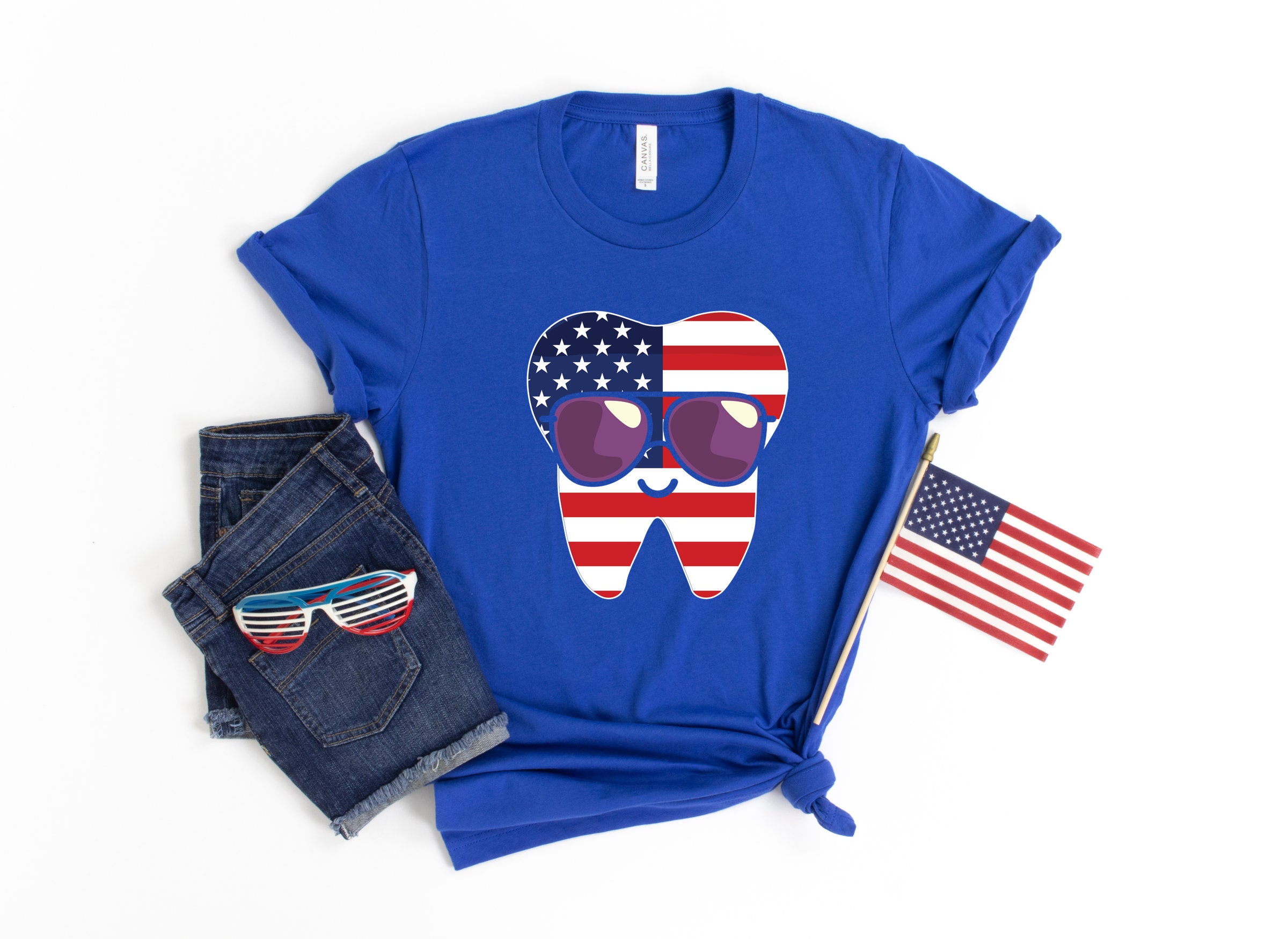 Dentista American Flag Shirt Tooth USA Flag 4 luglio Funny | Etsy