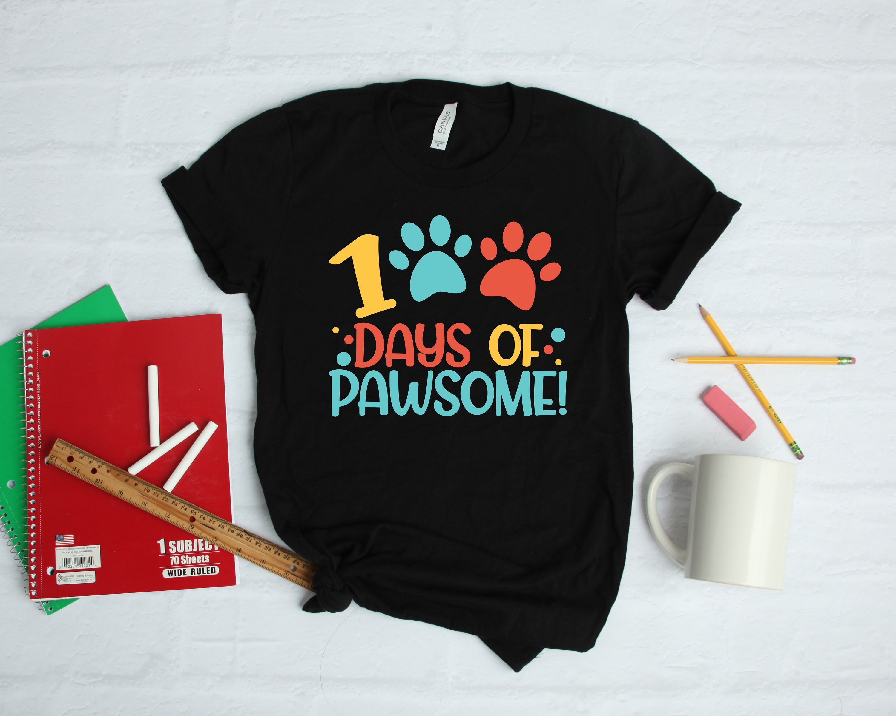 Dog Paws 100 Days of School Cute T-shirt Hoodie - Etsy UK