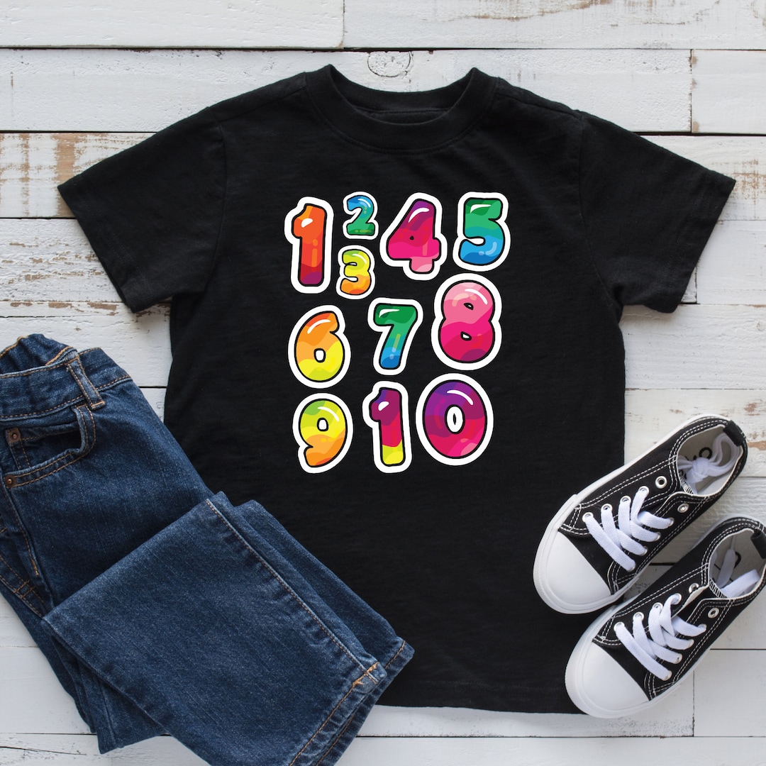 Counting Numbers Kids T-shirt, Colorful Numbers Toddler Shirt, Children ...