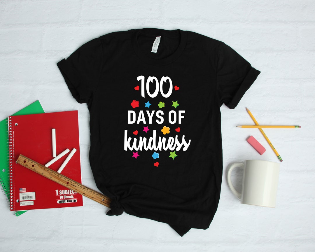 100 Days of Kindness Shirt, 100 Days of School T-shirt, Kids Tee, Cute ...