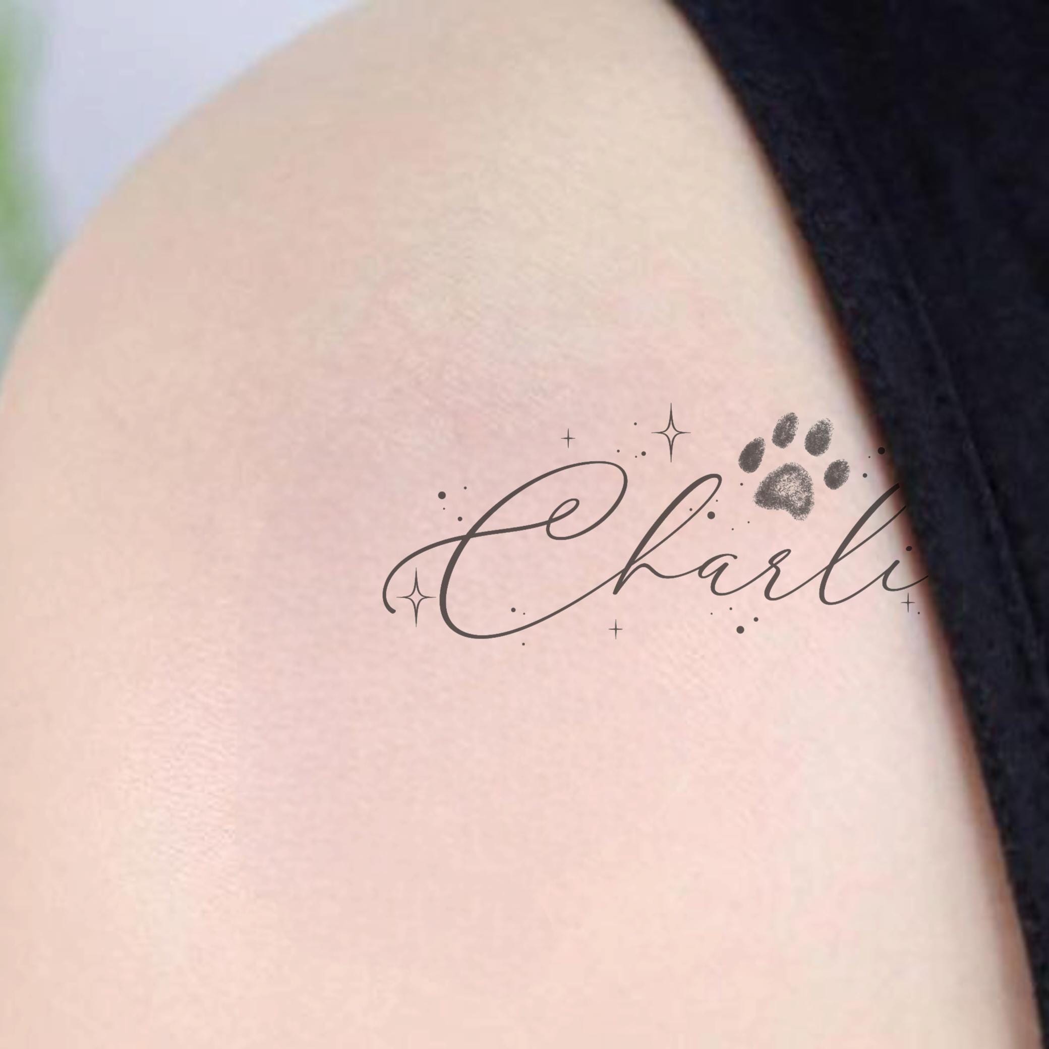 Custom Dog Tattoo Design, Paws Tattoo, Minimalist Pet Tattoo Name, Dog ...