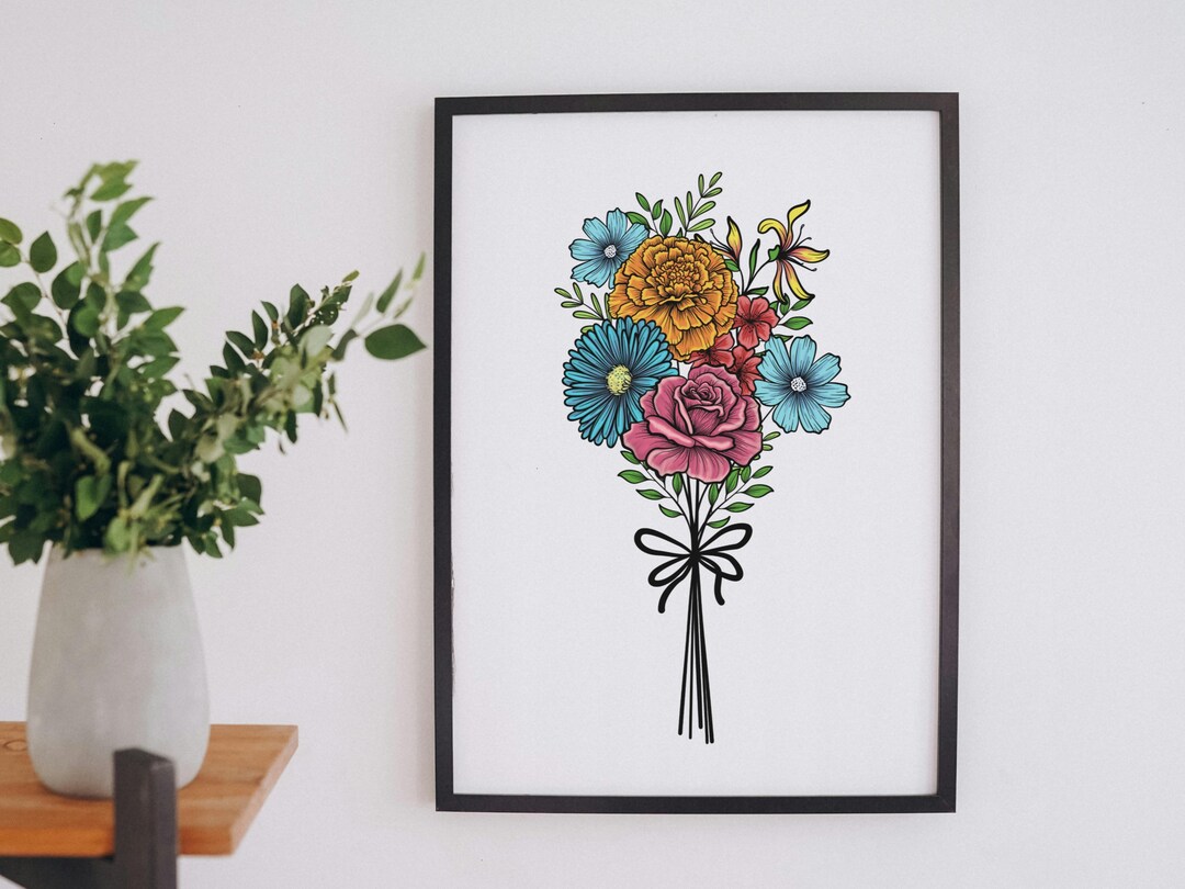Family Birth Flower Bouquet, Family Birth Month Tattoo Design - Family ...