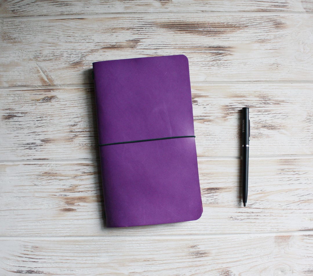 Purple Leather Travelers Notebook Cover 2025 / Leather TN Cover ...