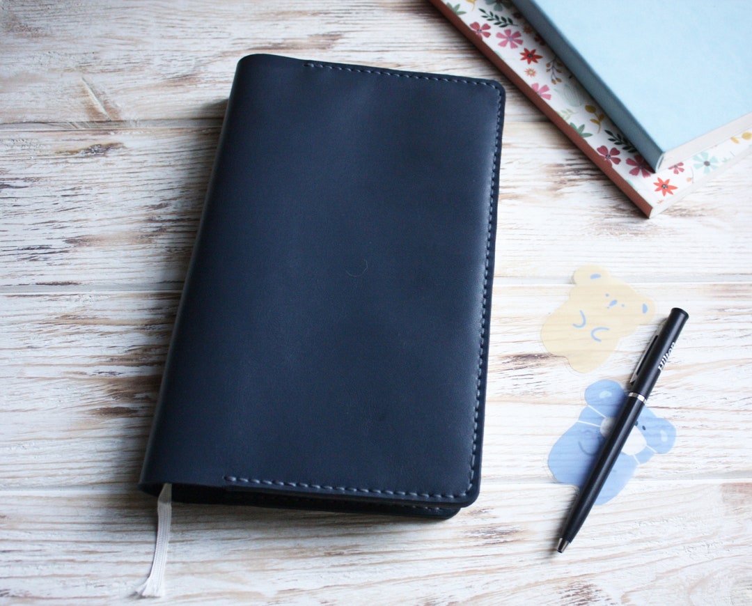 Navy Blue Leather Kokuyo Jibun Techo Cover A5 B6 Slim / Jibun Biz Days ...