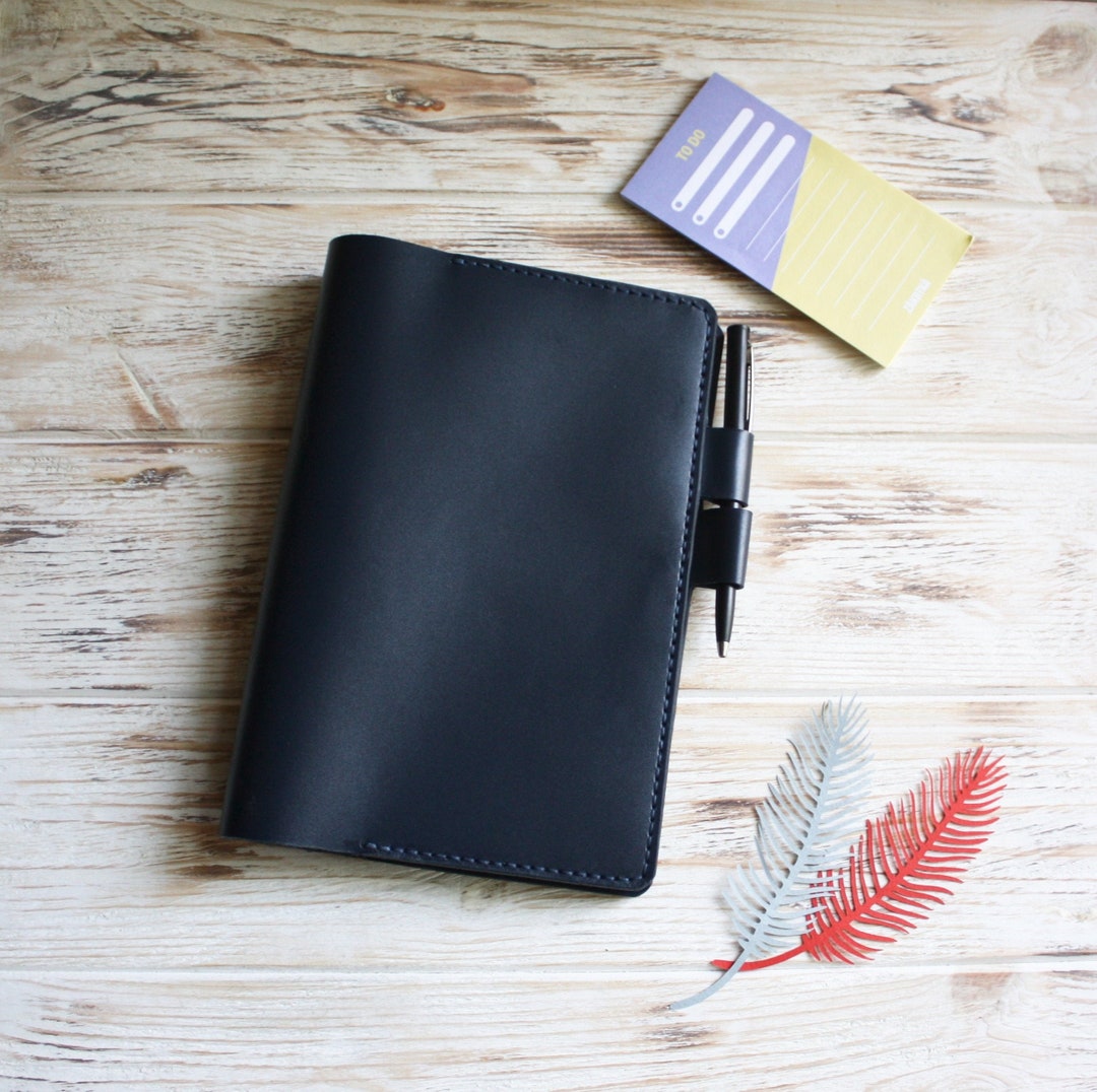 Navy Blue Leather A5 Hobonichi HON Cover / Hobonichi Weeks Mega Cover ...