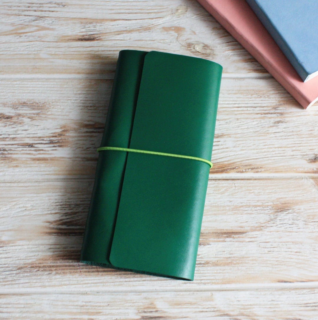 Green Leather Trifold Travelers Notebook Cover / Leather TN Cover ...