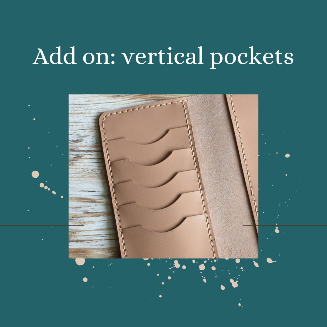 Add on for Planner / Leather Vertical Pockets / Card Slots Add-on / Add ...