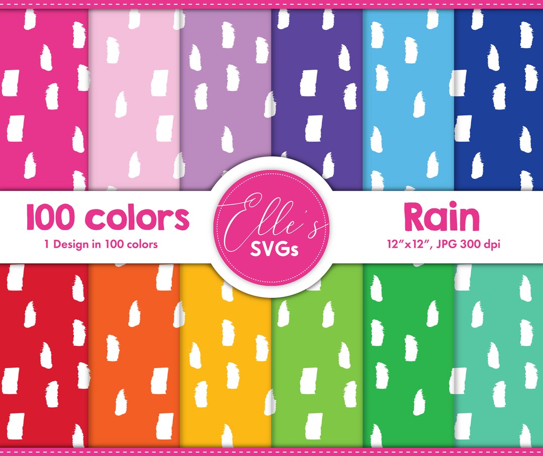 Rain 100 Colors Digital Paper, Dots Digital Paper 100 Colors ...
