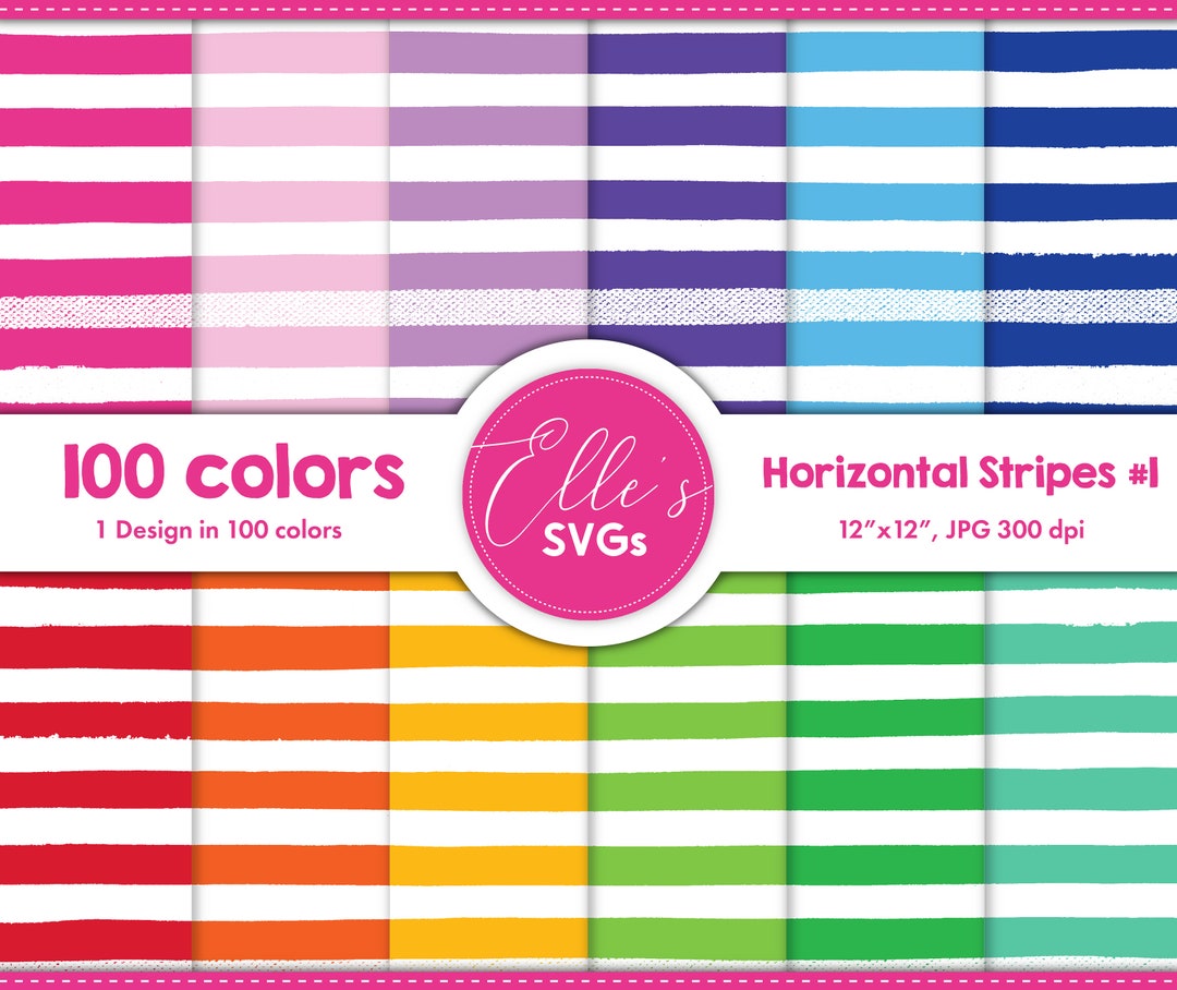 100 Colors Digital Paper, Horizontal Stripes #1 Digital Paper 100 ...