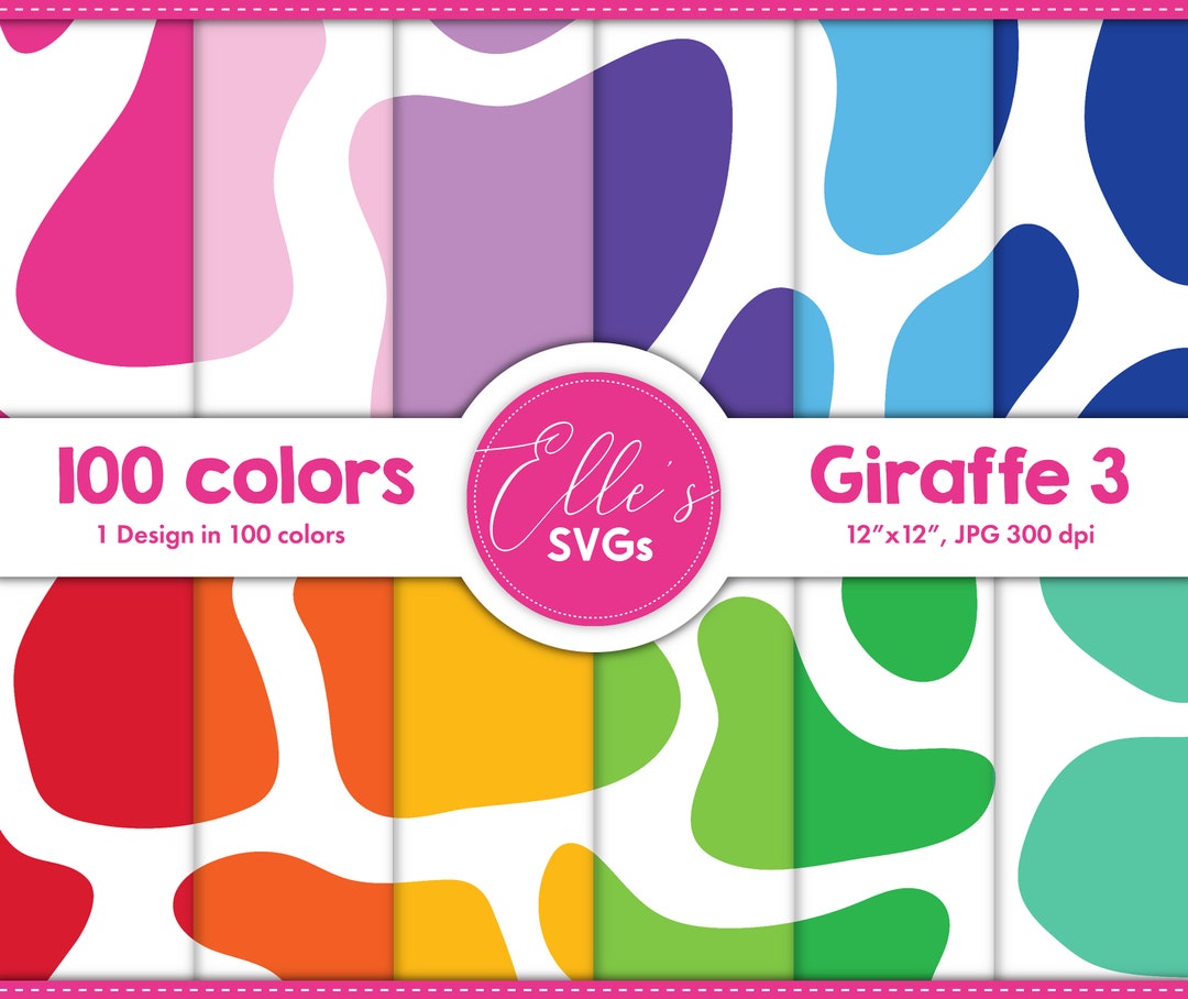 Giraffe Print 100 Colors Digital Paper, Giraffe Digital Paper 100 ...