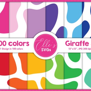 Giraffe Print 100 Colors Digital Paper, Giraffe Digital Paper 100 ...