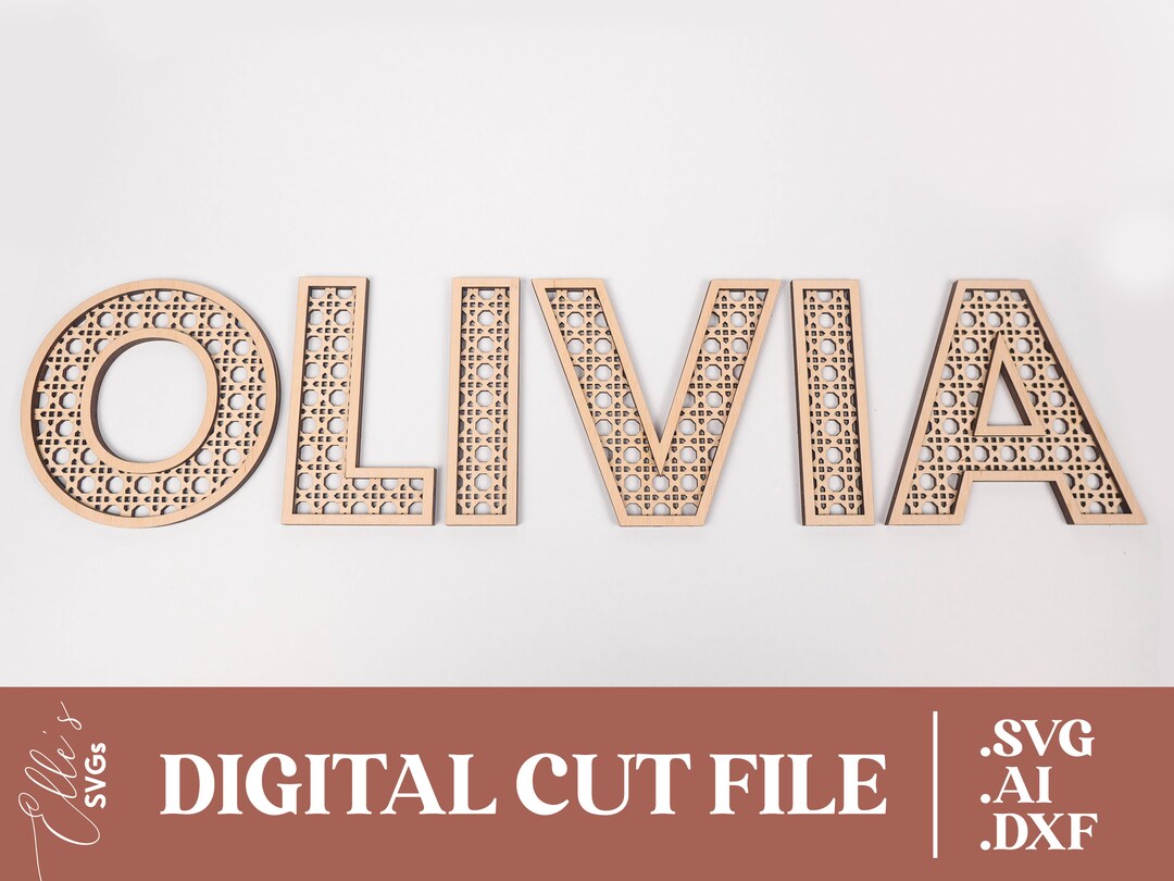 Rattan Letters Cut File, Alphabet Wood Letters, Laser Cut File, Name ...