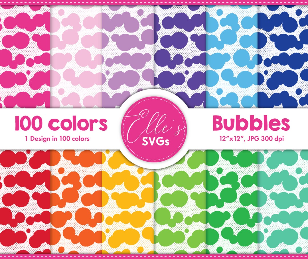 100 Colors Digital Paper, Bubbles Digital Paper 100 Colors ...