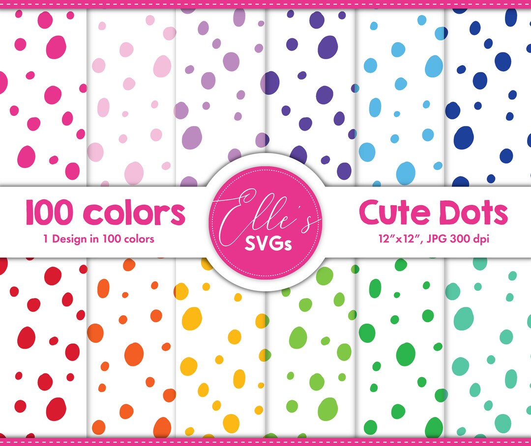 100 Colors Digital Paper, Cute Dots Digital Paper 100 Colors ...