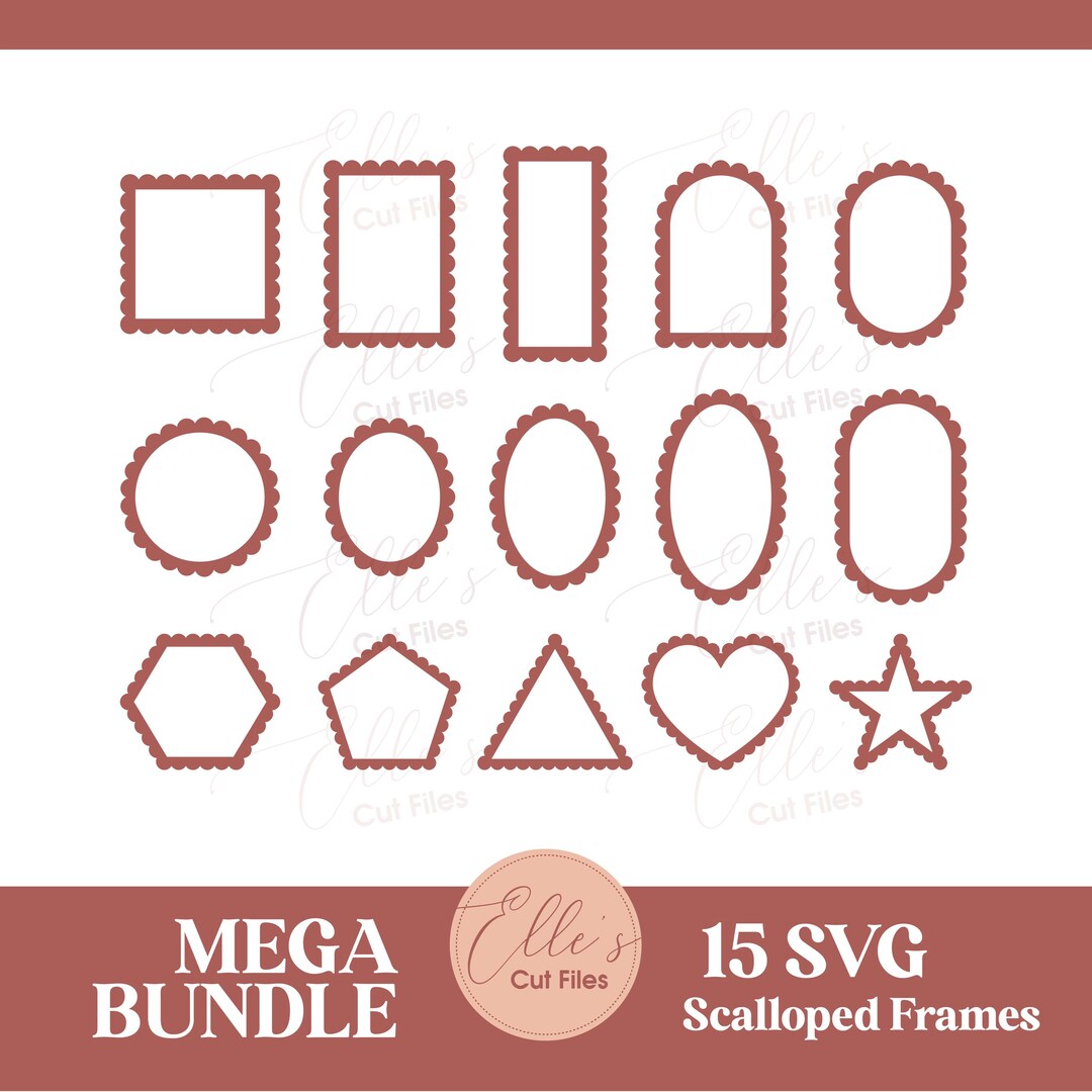 Scalloped Frame SVG Bundle, Decorative Border Cut Files (digital ...