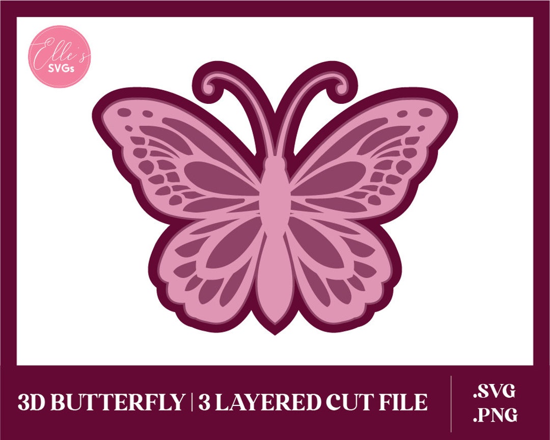 Butterfly Svg, 3D Butterfly Cut File, Layered Butterfly Template ...