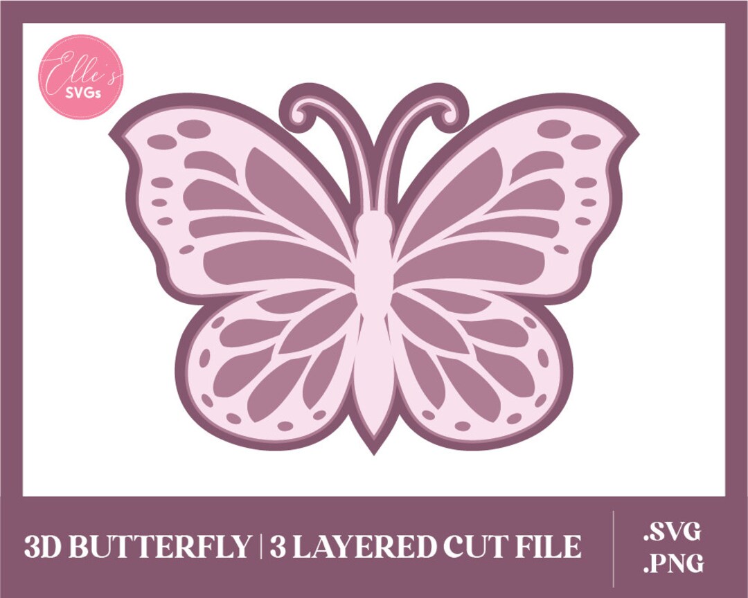 Butterfly Svg, 3D Butterfly Cut File, Layered Butterfly Template ...