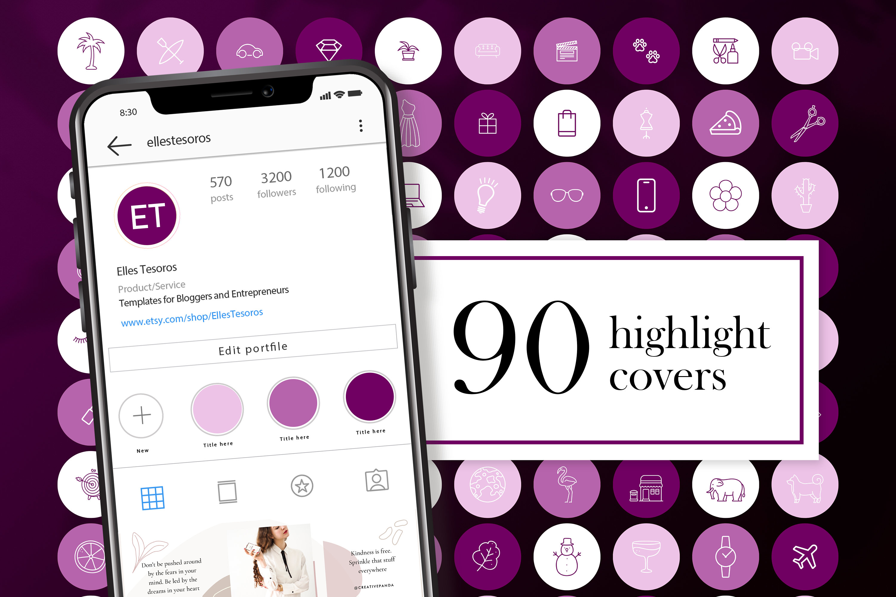90 Instagram Highlight Covers Purple Instagram Icons Insta - Etsy