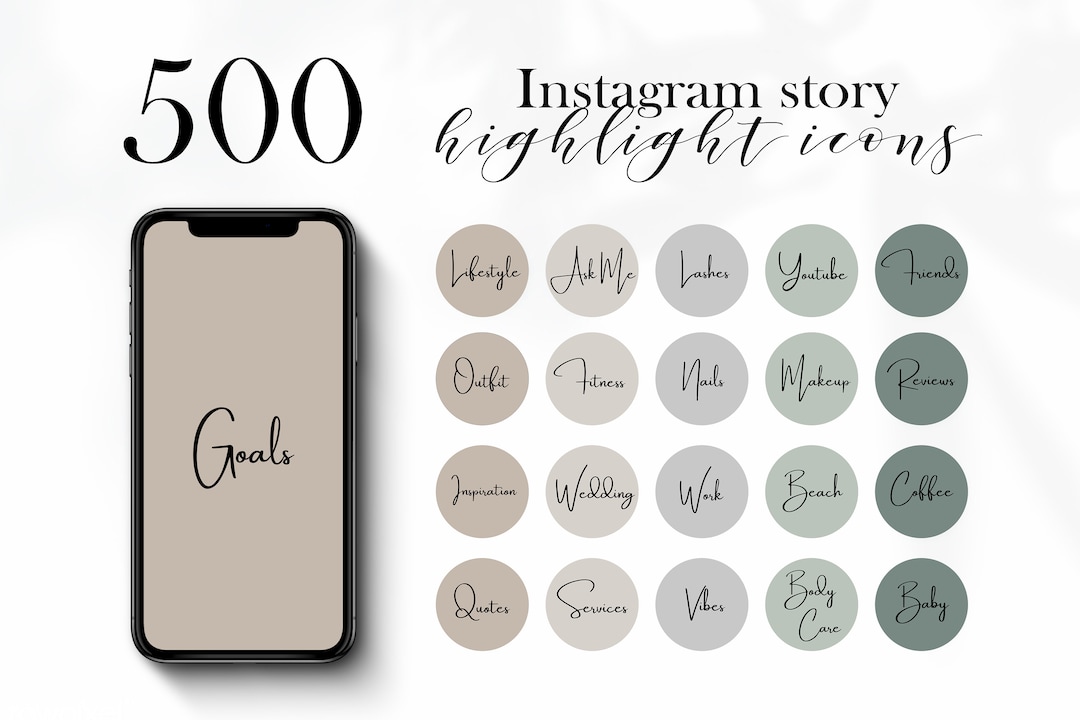 500 Instagram Story Highlight Icons, Handwritten Highlight Covers ...