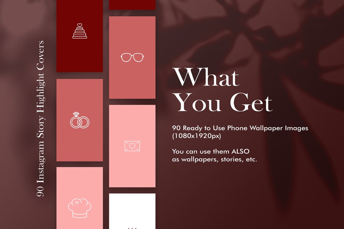 90 Instagram Highlight Covers, Red Instagram Icons, Burgundy Covers ...