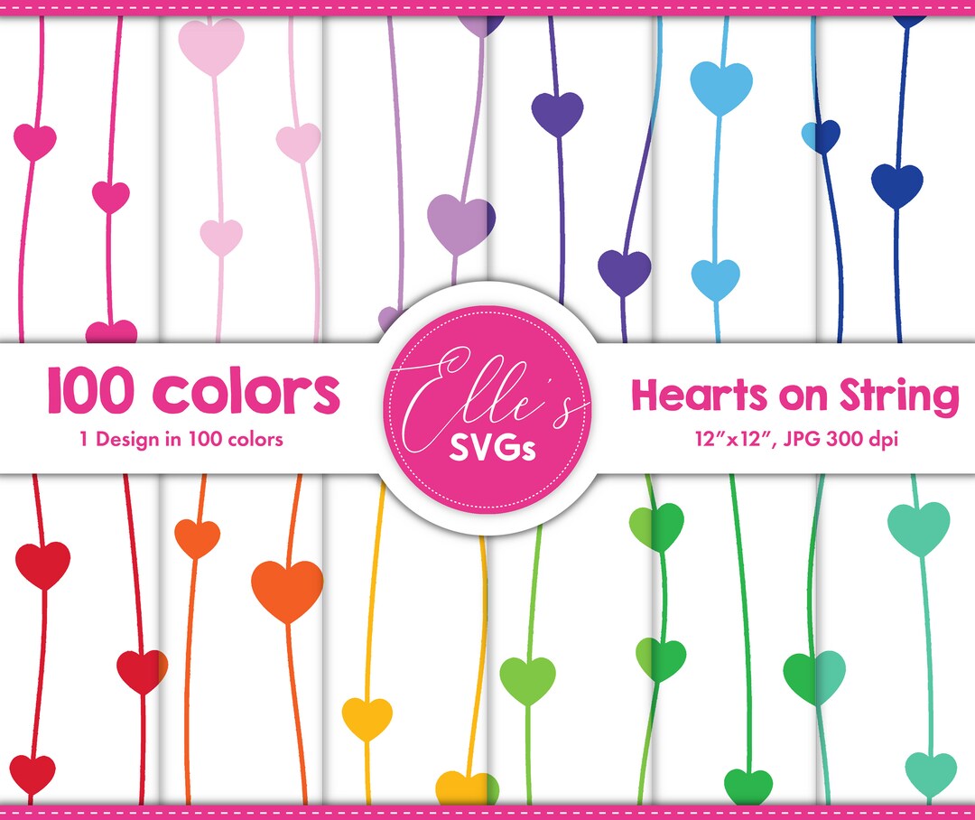 Hearts 100 Colors Digital Paper, Valentines Digital Paper 100 Colors ...