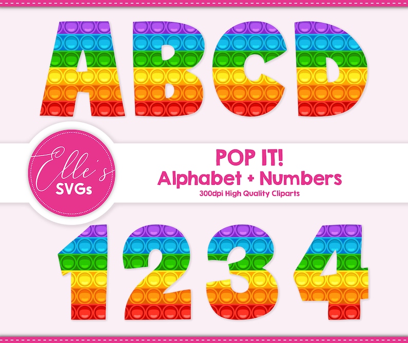 POP IT Alphabet Numbers Cliparts Pop It Letters Pop It | Etsy