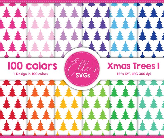 Christmas Trees 100 Colors Digital Paper Christmas Digital | Etsy