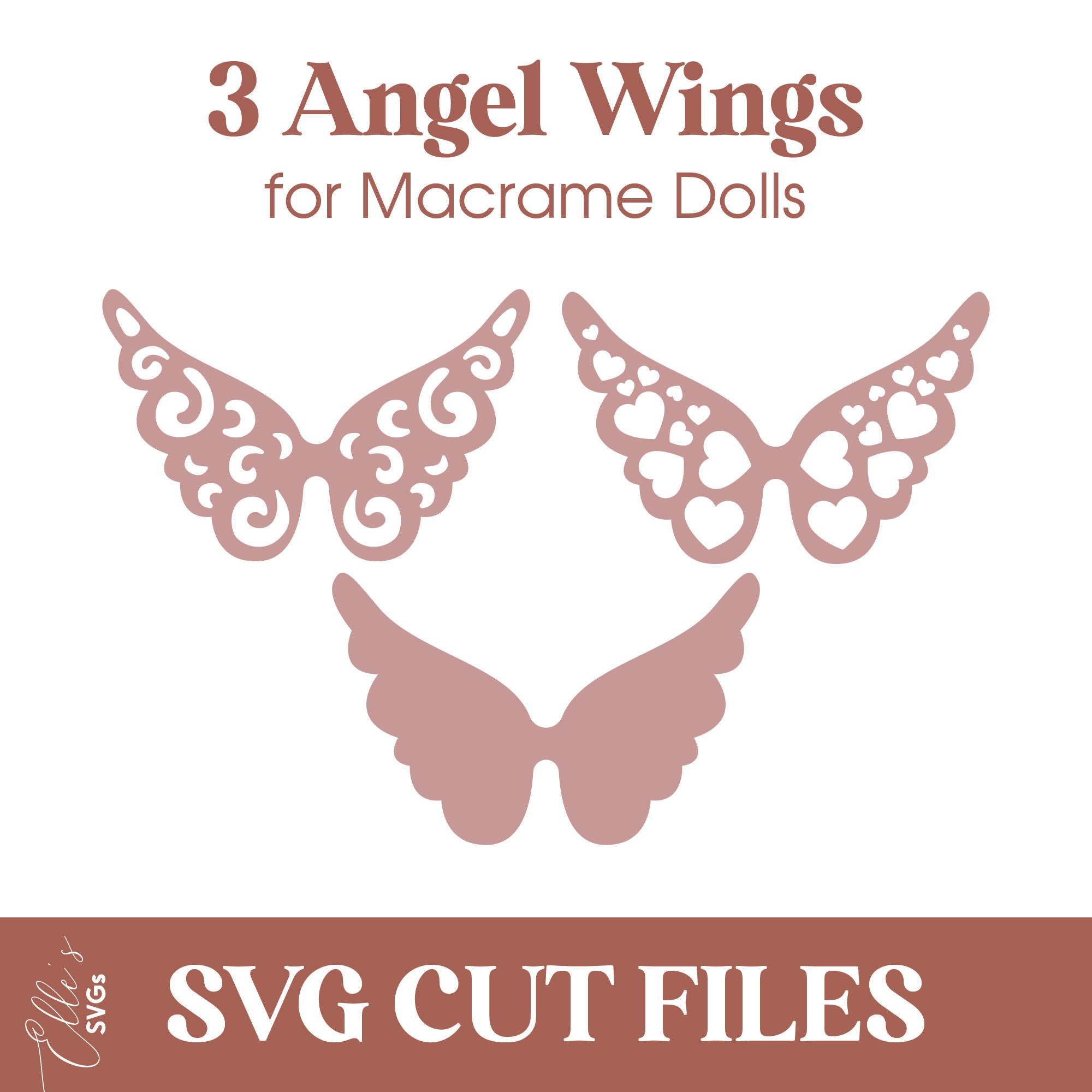 3 Angel Wings Cut Files, Wings for Macrame Dolls, Wings Laser Cut File ...
