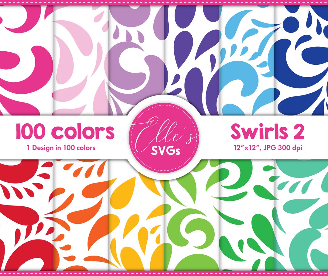 Swirls 100 Colors Digital Paper, Swirls Paper 100 Colors, Scrapbooking ...