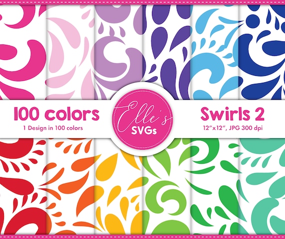 Swirls 100 Colors Digital Paper Swirls Paper 100 Colors | Etsy