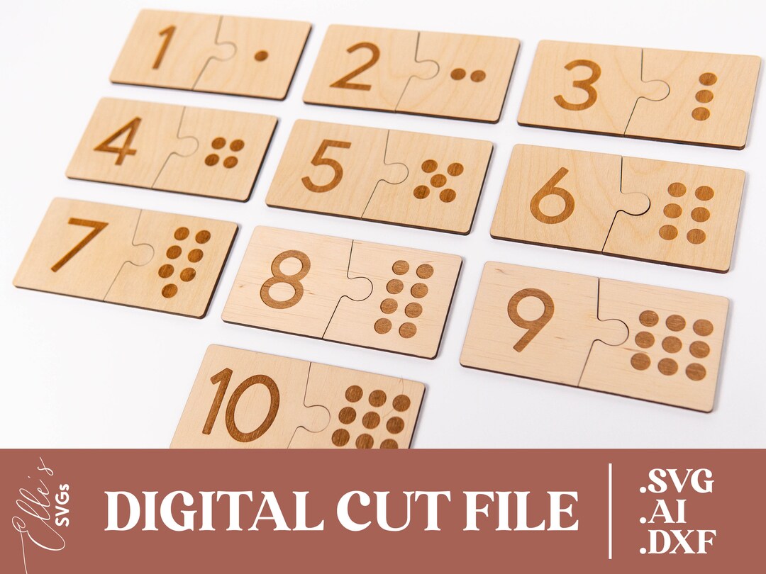 Numbers Puzzle Cut File, Math Laser Cut Files, Montessori Educational ...