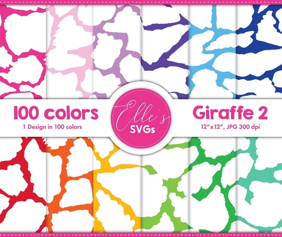Giraffe Print 100 Colors Digital Paper, Giraffe Digital Paper 100 ...