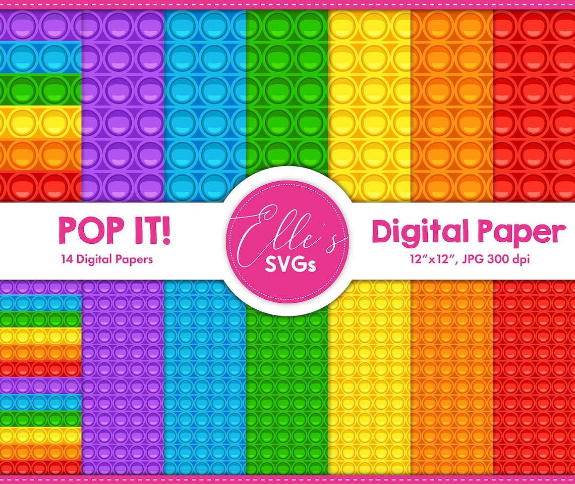 POP IT Digital Paper Popit Digital Paper 14 Designs Fidget | Etsy