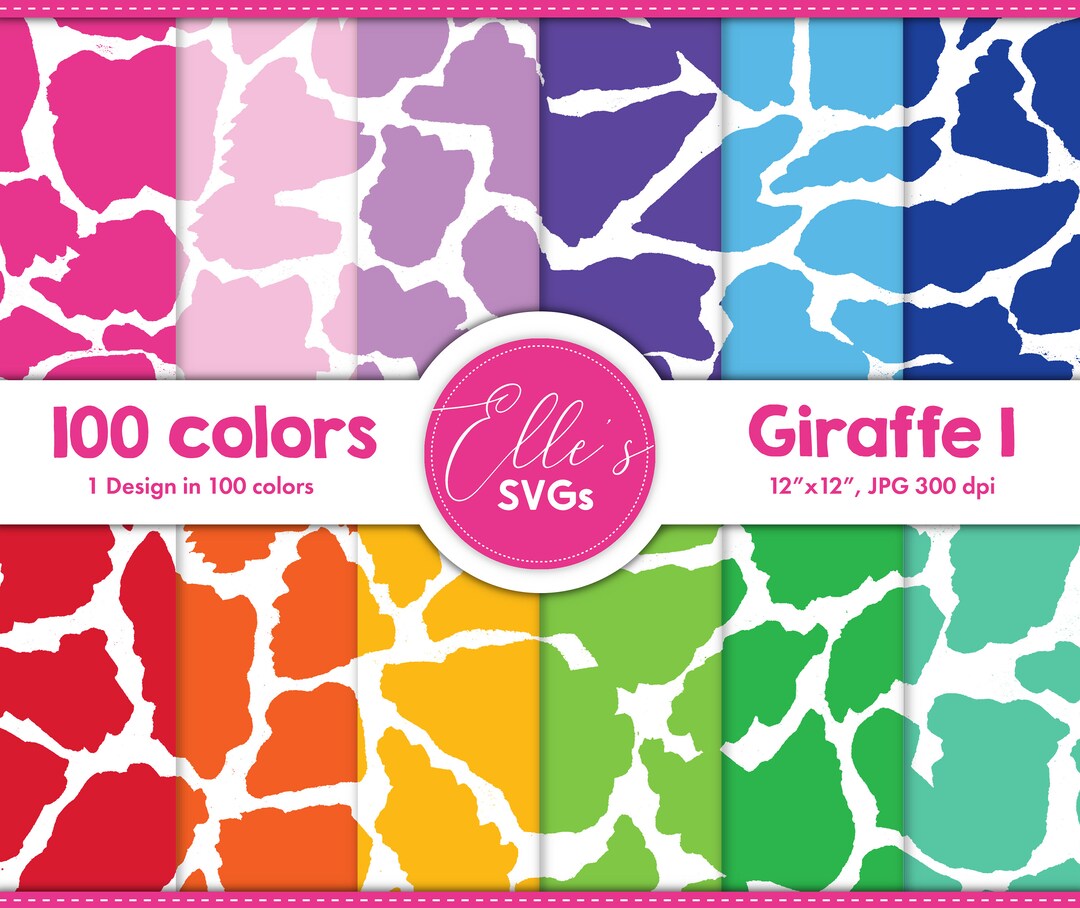 Giraffe Print 100 Colors Digital Paper, Giraffe Digital Paper 100 ...