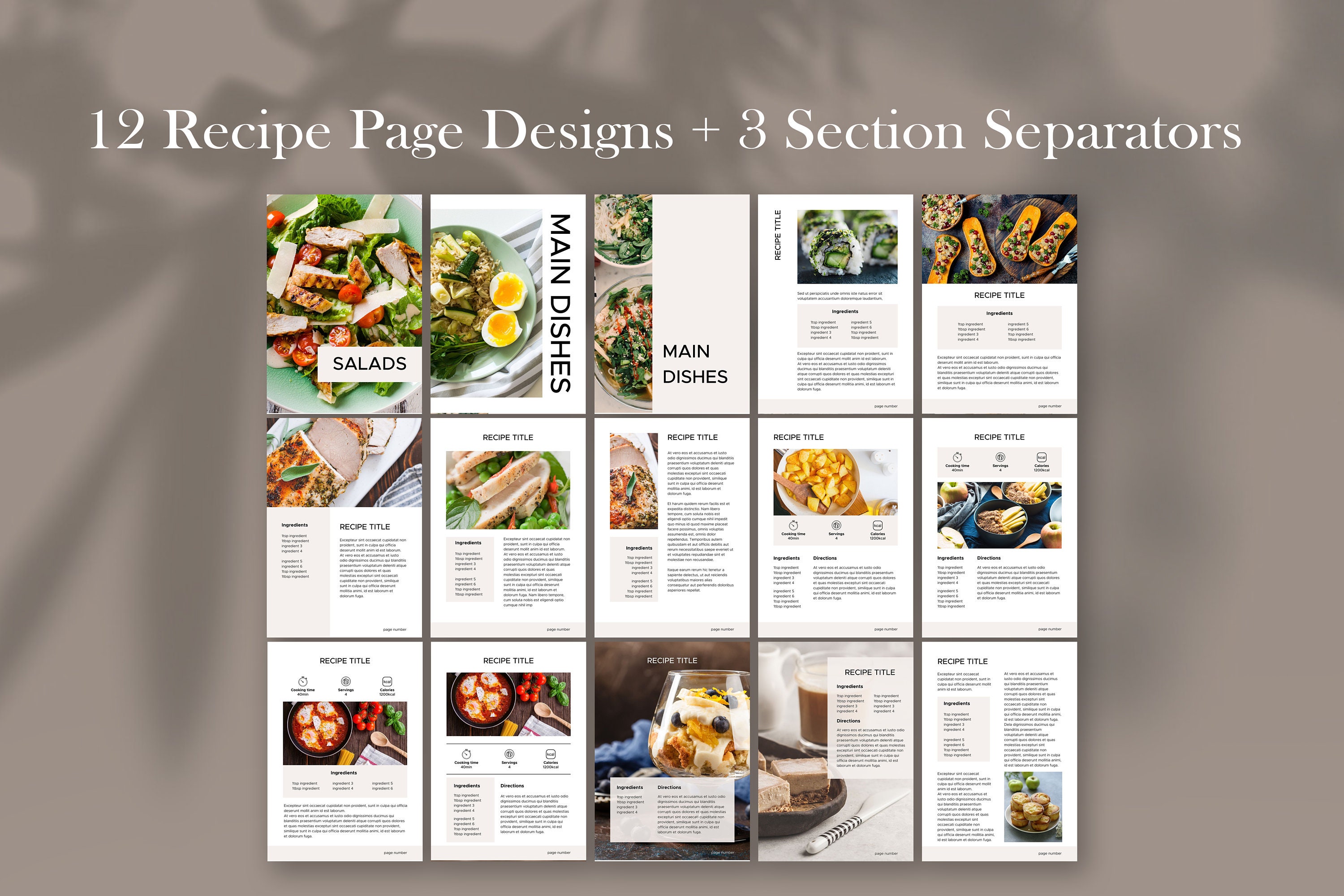 Recipe Ebook Template Cookbook Template Edit With Canva - Etsy