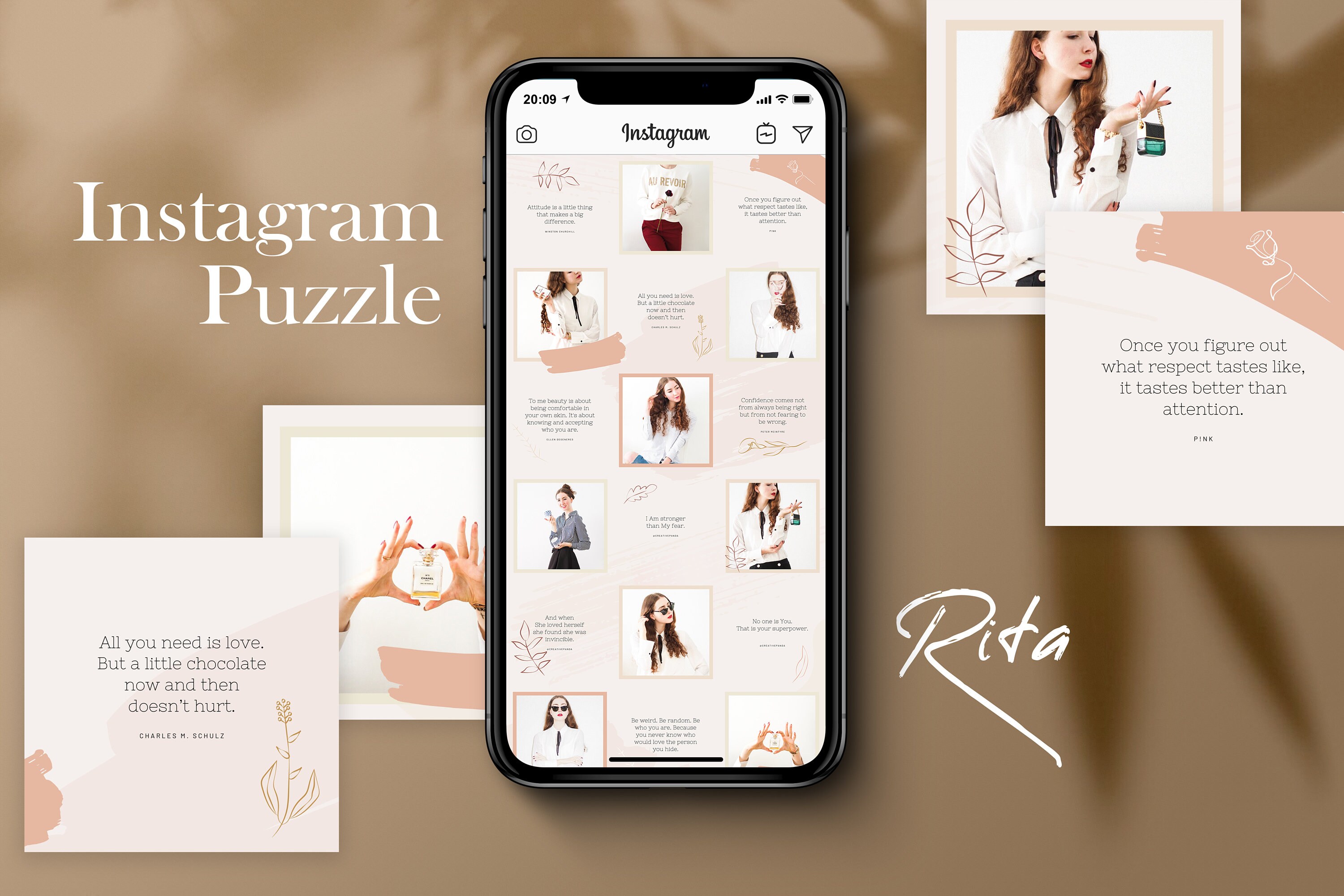 Feminine Instagram Puzzle Template, Canva Collage (digital Download) - Etsy