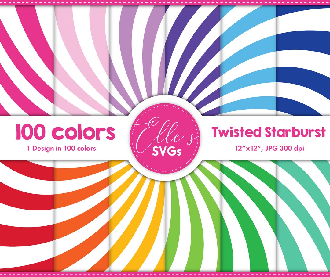 Twisted Starburst 100 Colors Digital Paper, Digital Paper 100 Colors ...
