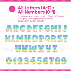 Pastel POP IT Alphabet + Numbers Cliparts, Pop It Letters, Pop It ...