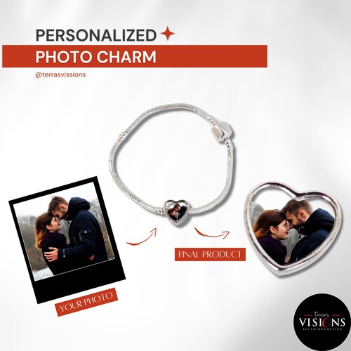 Personalized Crystal Heart Photo Charm Fit Pandora Bracelet - Etsy