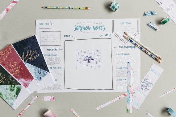 Sermon Note Taking Worksheet Doodling Faith - Etsy