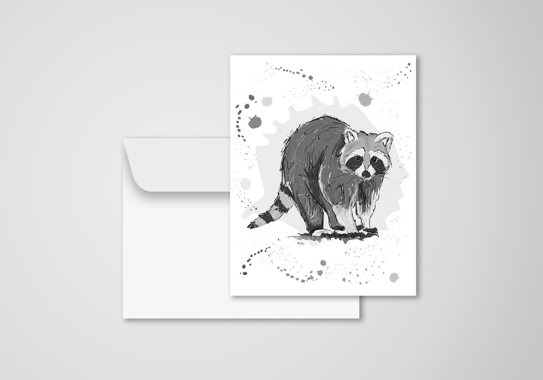 Greeting Card Grumpy Raccoon - Etsy